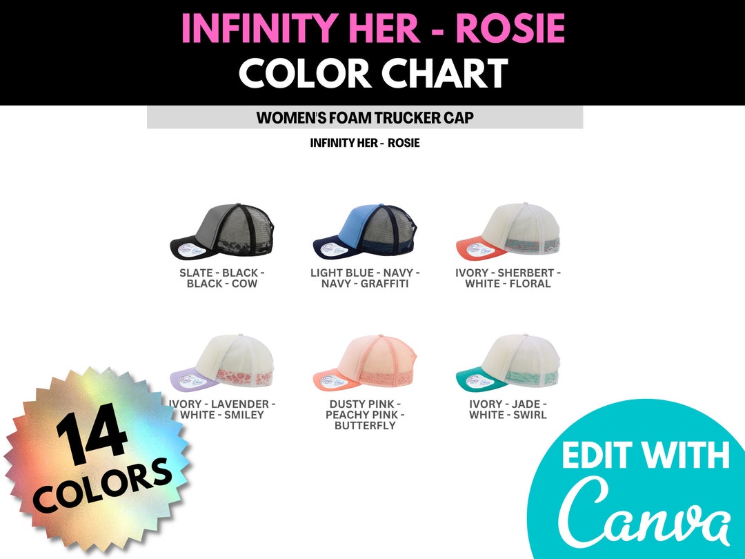 Infinity Her Rosie, Color Chart, Color Swatches, Cap Colors Overview ...