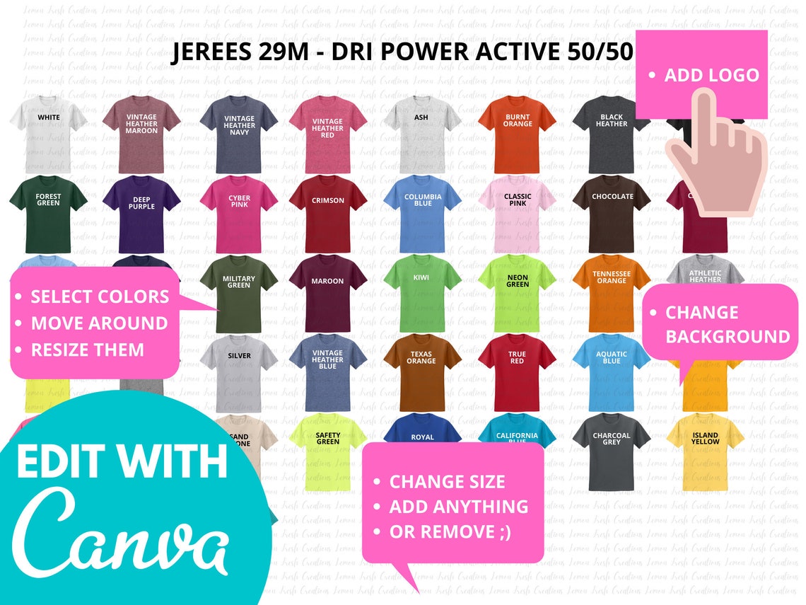 Jerzees 29M Color Chart Jerzees 29M 29M Chart DRI-POWER - Etsy