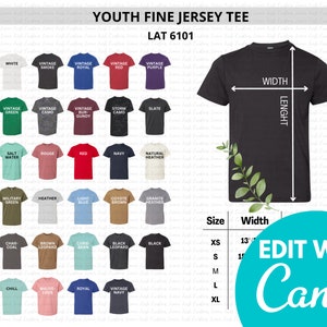 LAT 6101 Size Chart, Editable Template, LAT Size Guide, Youth Fine ...