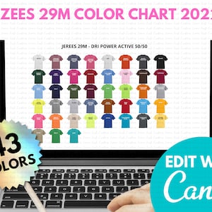 Jerzees 29M Color Chart Jerzees 29M 29M Chart DRI-POWER - Etsy