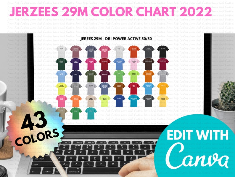 Jerzees 29M Color Chart Jerzees 29M 29M Chart DRI-POWER - Etsy