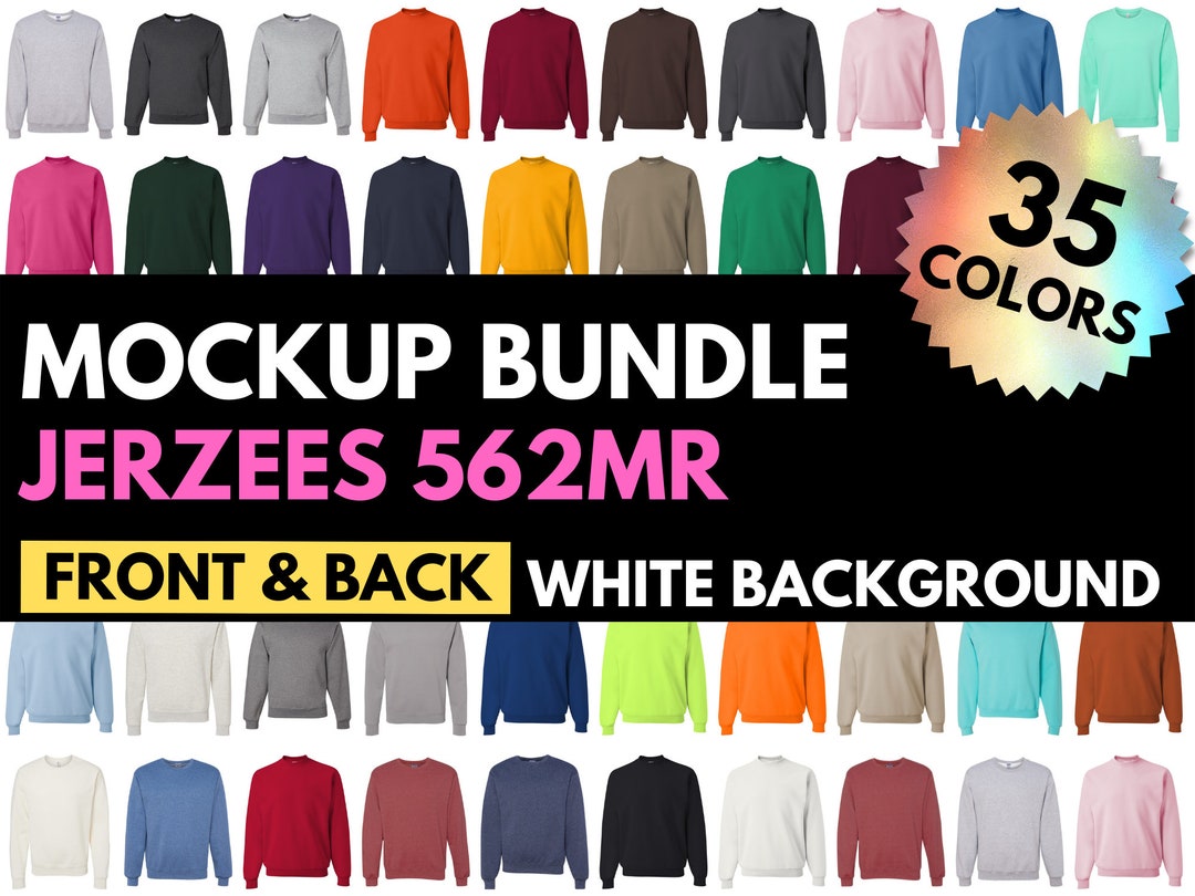 Jerzees Mockup Bundle, Jerzees 562MR, 562MR Mockup, Crewneck Sweatshirt ...