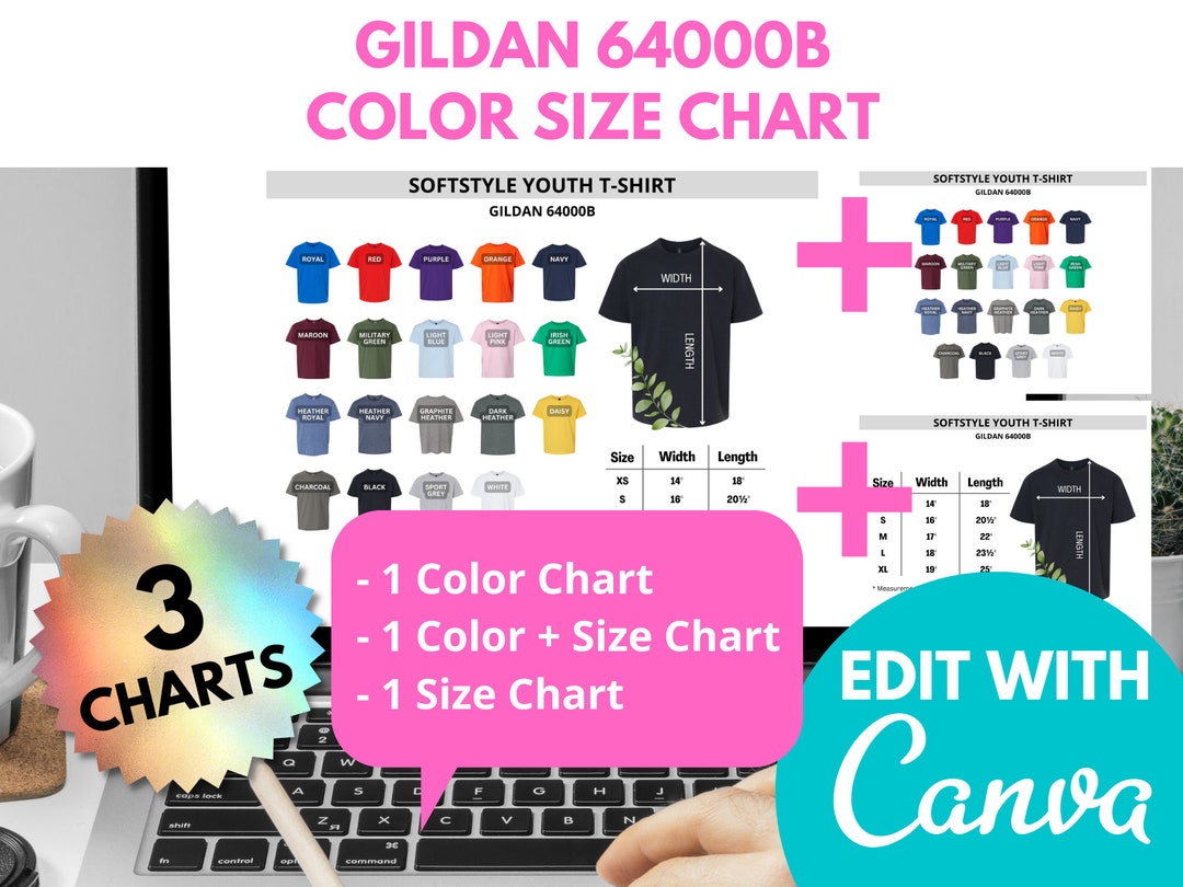 Gildan 64000b Size Chart Color Chart Gildan G640b Size Editable