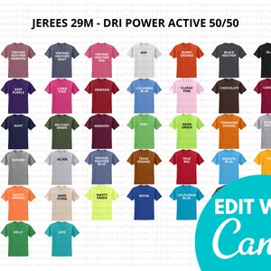 Jerzees 29M Color Chart Jerzees 29M 29M Chart DRI-POWER - Etsy