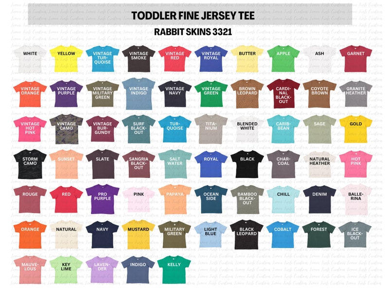 Rabbit Skins 3321 Color Chart Size Chart Rabbit Skins - Etsy Israel
