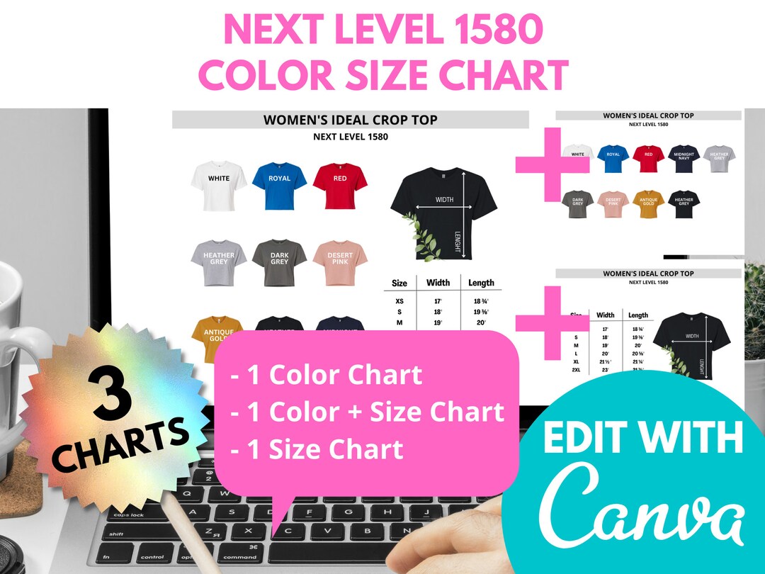 Next Level 1580 Size Chart, Color Next Level 1580, Womens Ideal Crop ...