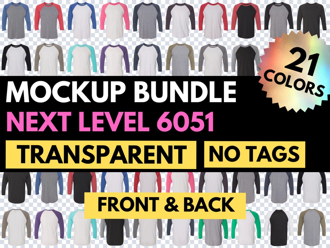 Next Level Raglan Mockup, Next Level 6051, Transparent Back, Shirt ...