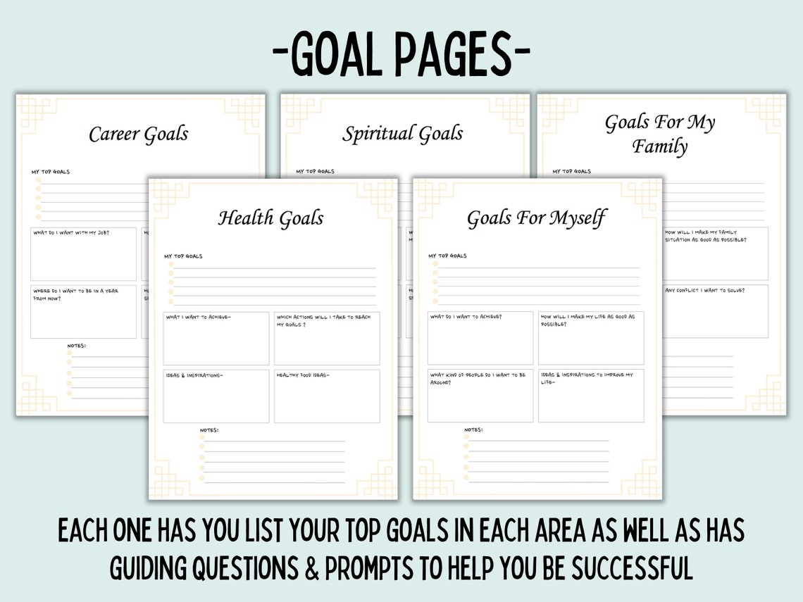 Printable Goal Journal 2023 Goal Tracker Habit Tracker, Vision Board ...