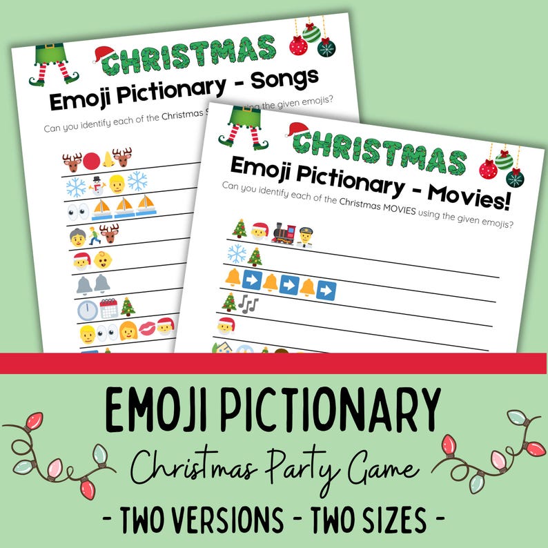 Christmas Emoji Pictionary | Printable | Christmas Movies + Songs | 2 ...