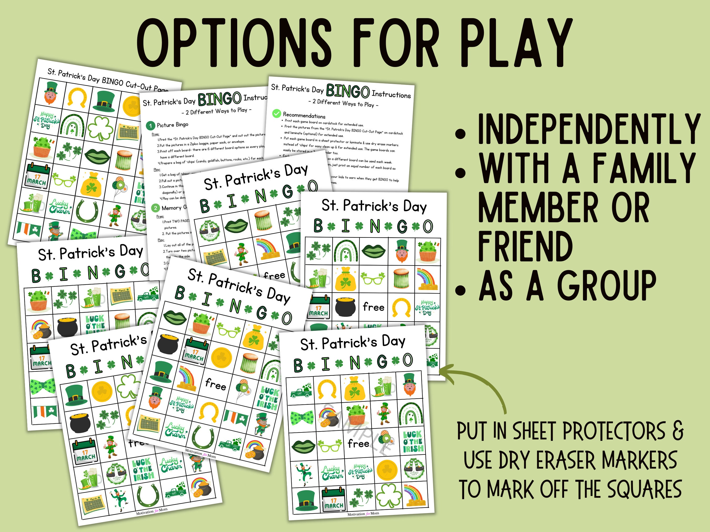 St. Patricks Day Printable Bingo Cards St. Patricks Day Activities for ...