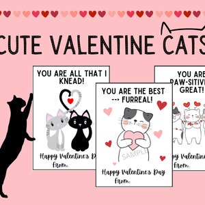 Cute Cat Valentines Day Cards | Printable Cat Valentines for Kids ...