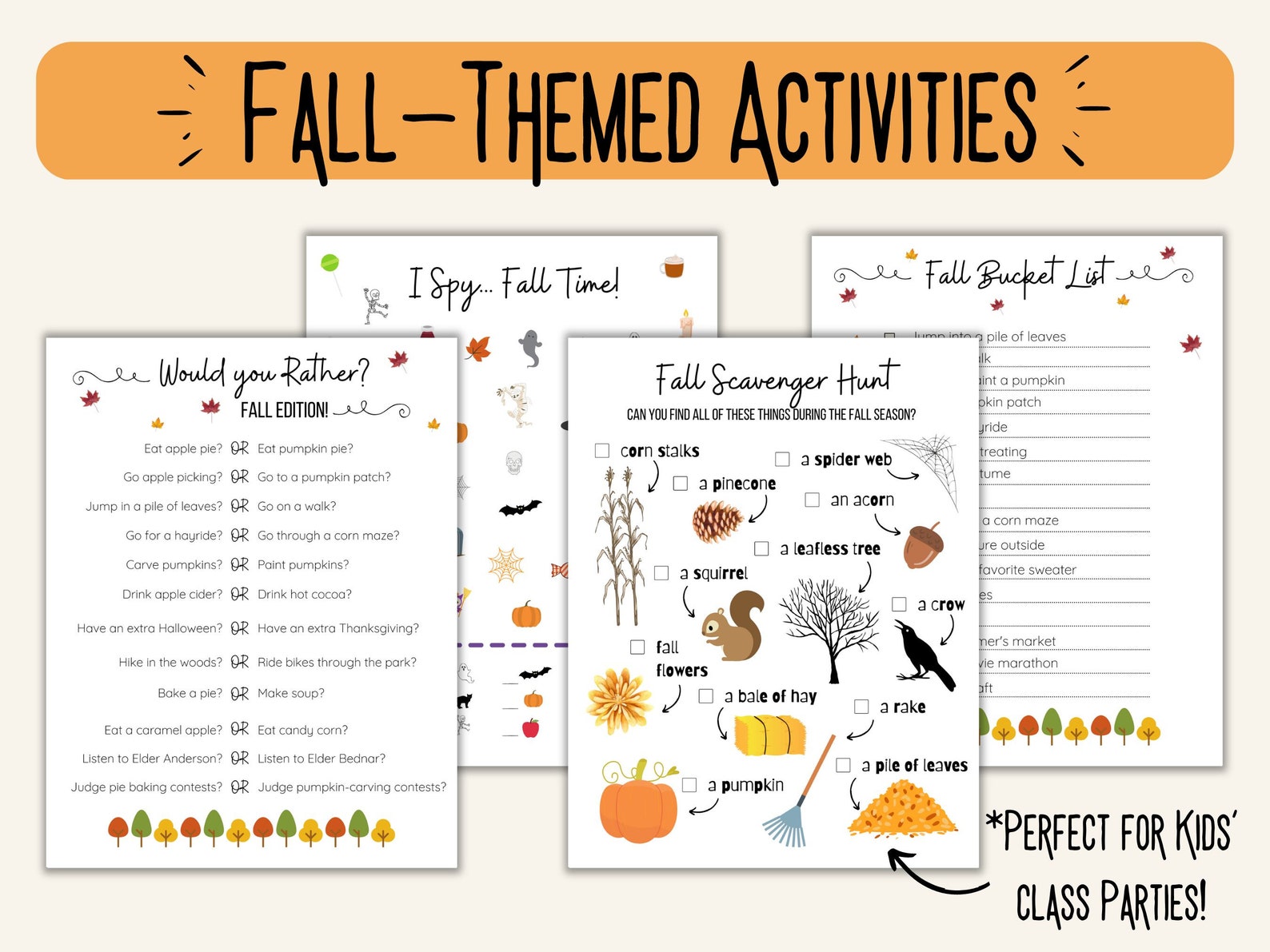 Fall Activity Pages for Kids | Printable Fall Activities | Fall ...