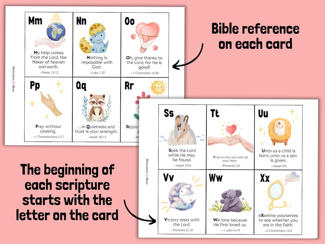 Printable ABC Bible Verses for Kids | 26 Scripture Cards A–Z ...