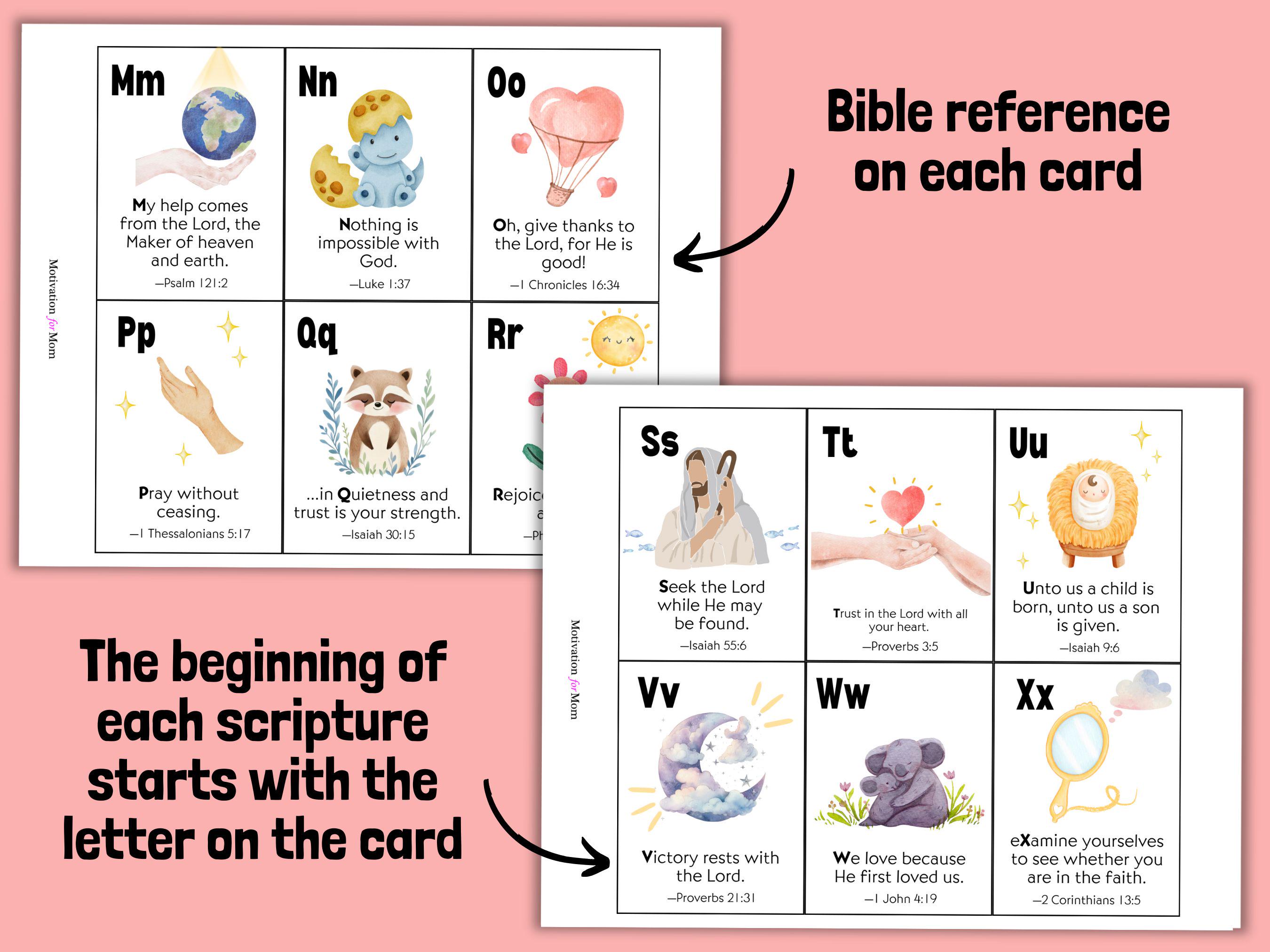 Printable ABC Bible Verses for Kids | 26 Scripture Cards A–Z ...