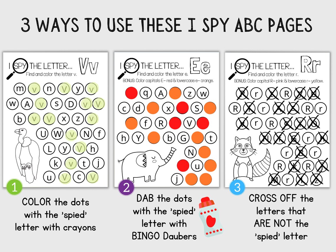 I Spy... Abcs Printable Worksheets Kids Alphabet Activities Preschool ...