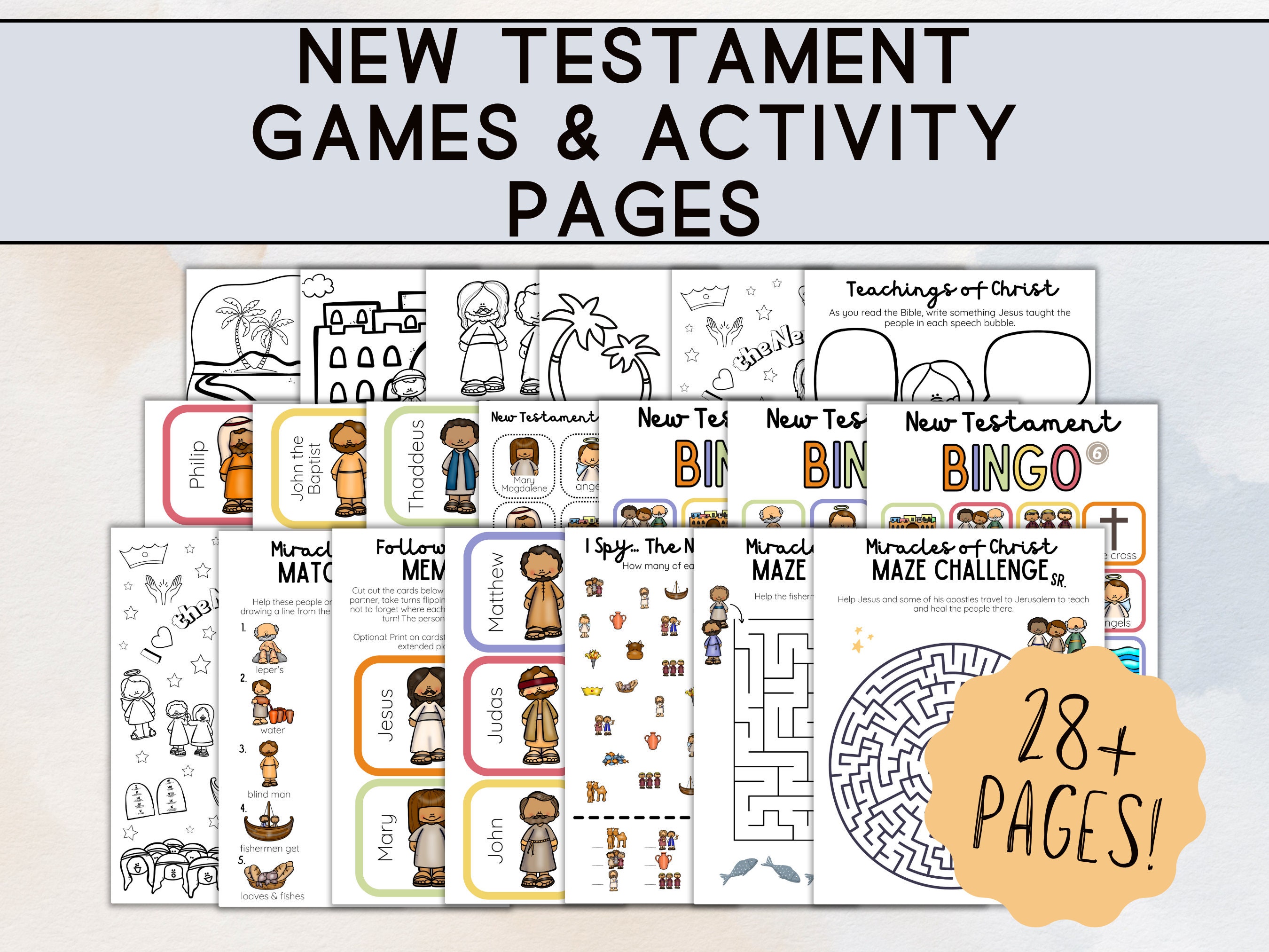 New Testament Kids Activity Bundle | Printable Bible Games for Kids ...