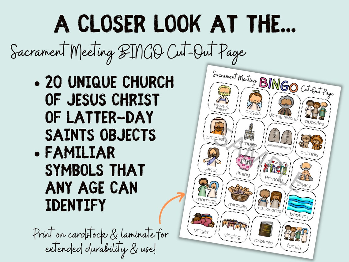Sacrament Games | BINGO | LDS Games for Kids | Printable Church Bingo ...