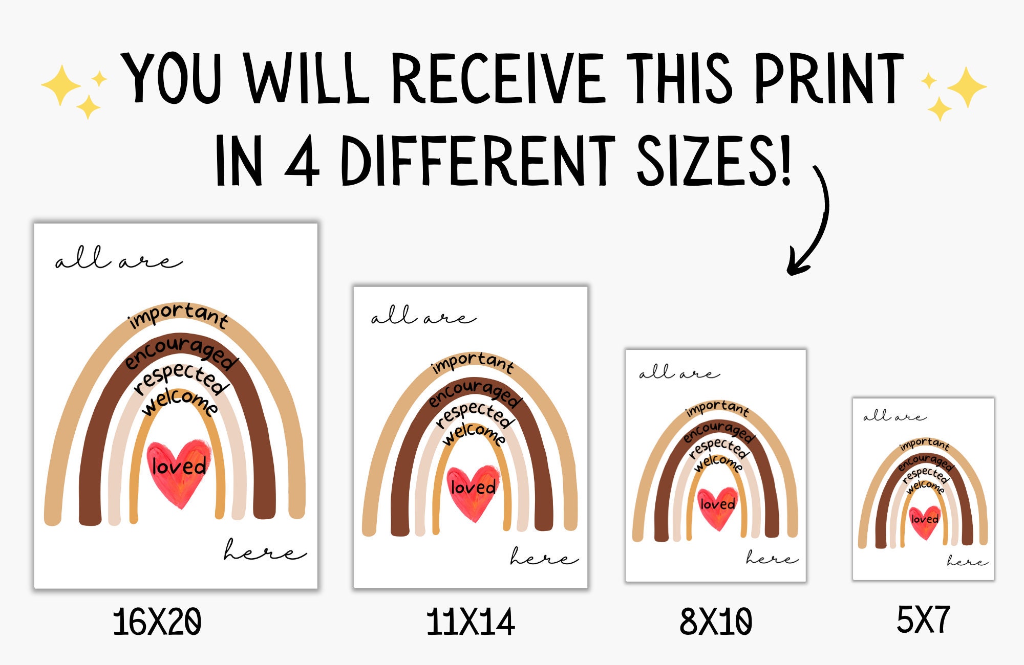 All Are Welcome Here Rainbow Art | Diversity Art | Printable Wall Art ...