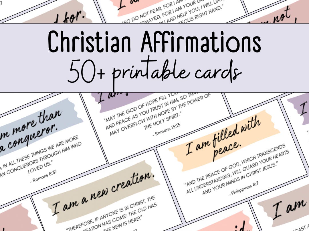 50+ Printable Christian Affirmation Cards | Bible Verse Encouragement ...