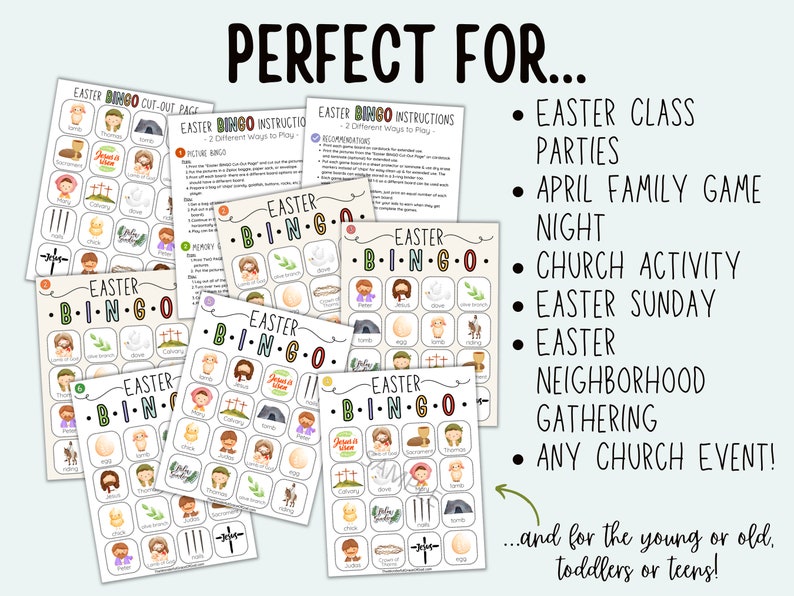 Easter Bingo | Printable Church Bingo | Bible Games for Kids ...