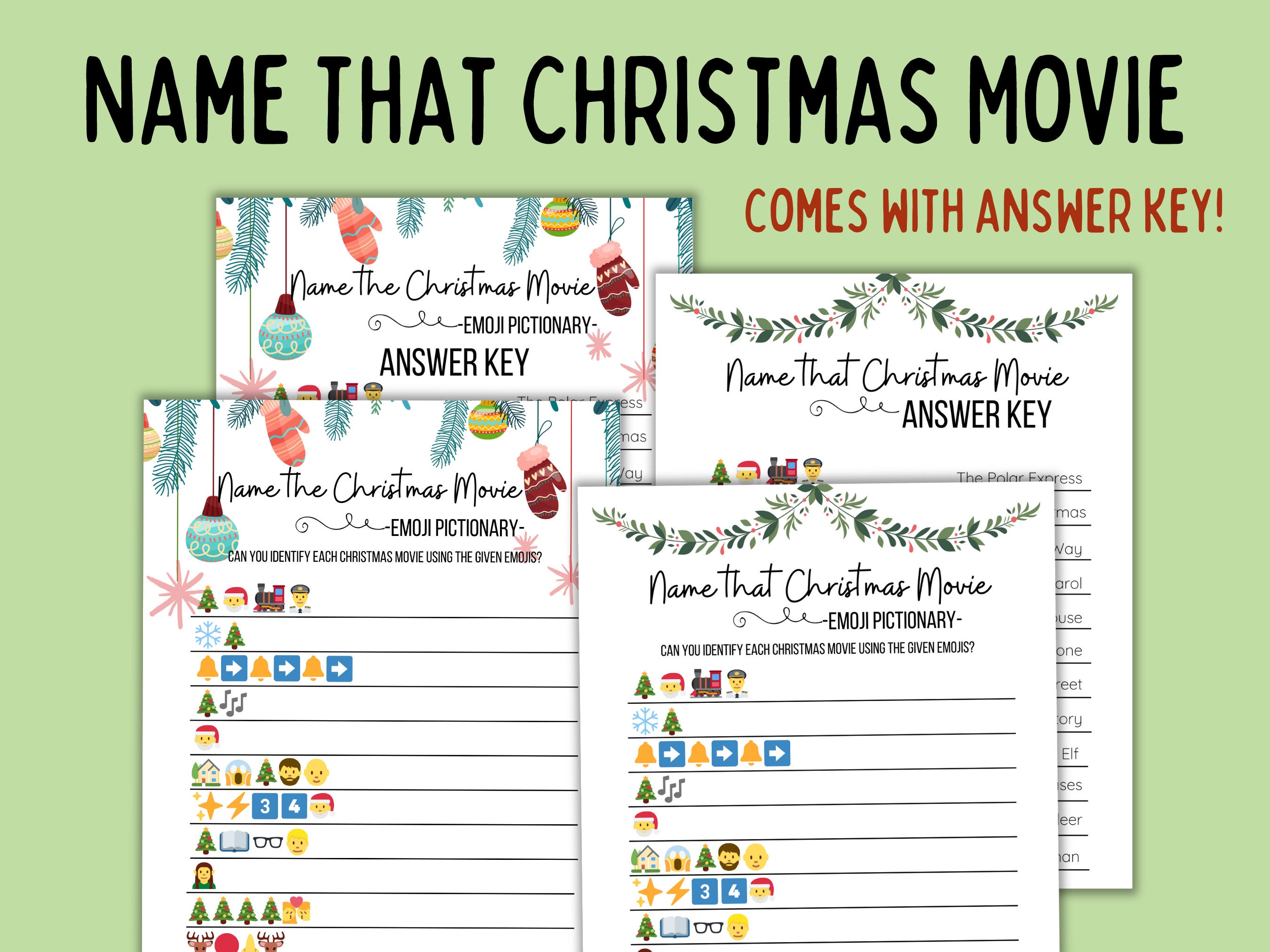 Emoji Pictionary Christmas Party Game | Holiday Emoji Quiz | Christmas ...