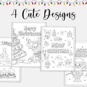 Christmas Card Coloring Pages for Kids | Printable Coloring Cards | DIY ...