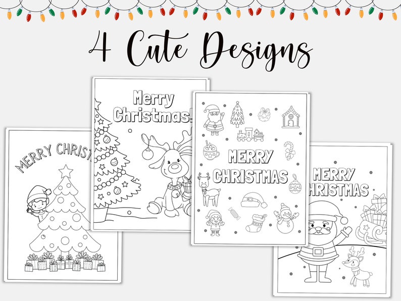 Christmas Card Coloring Pages for Kids | Printable Coloring Cards | DIY ...
