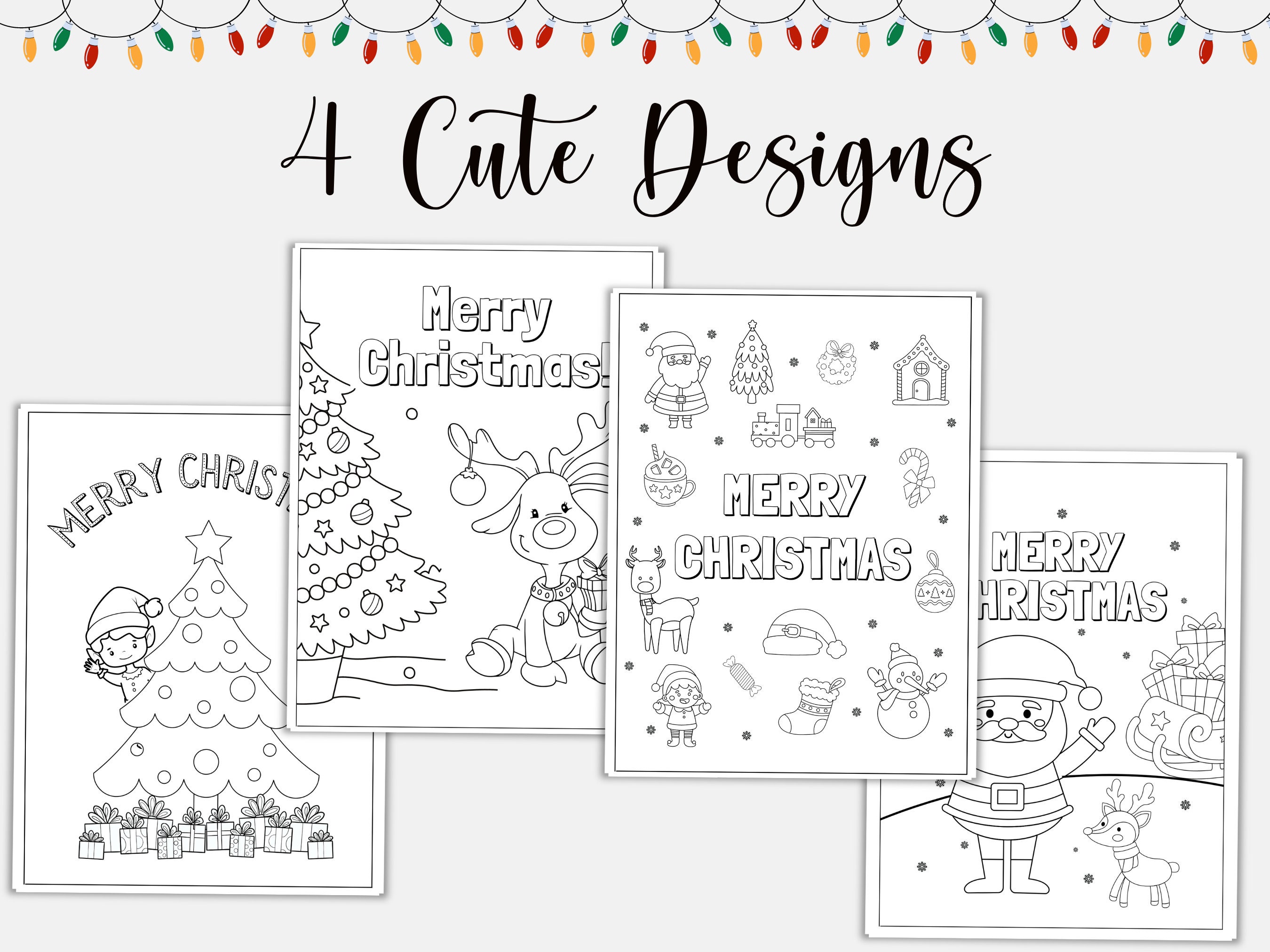 Christmas Card Coloring Pages for Kids | Printable Coloring Cards | DIY ...