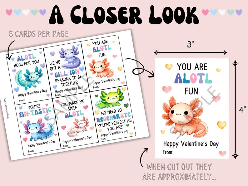 Axolotl Valentine's Printable | Super Cute Axolotl Themed Valentine ...