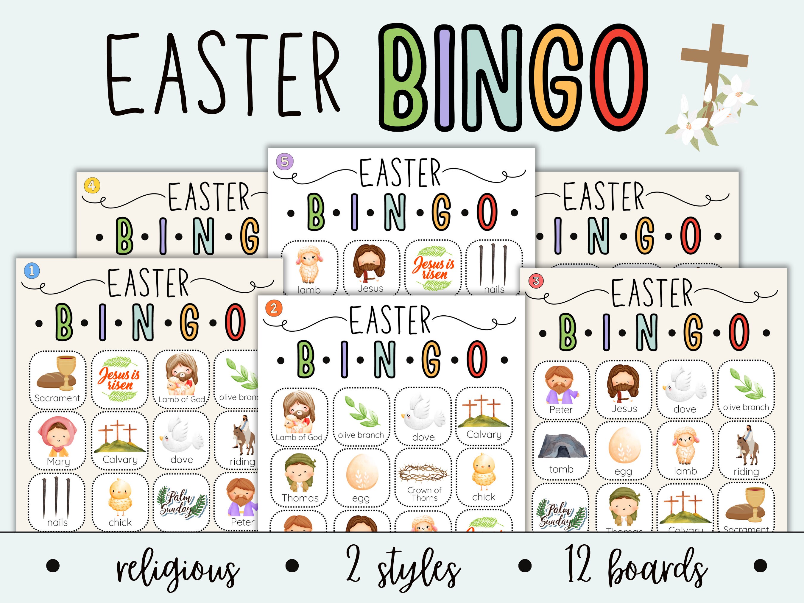 Easter Bingo | Printable Church Bingo | Bible Games for Kids ...