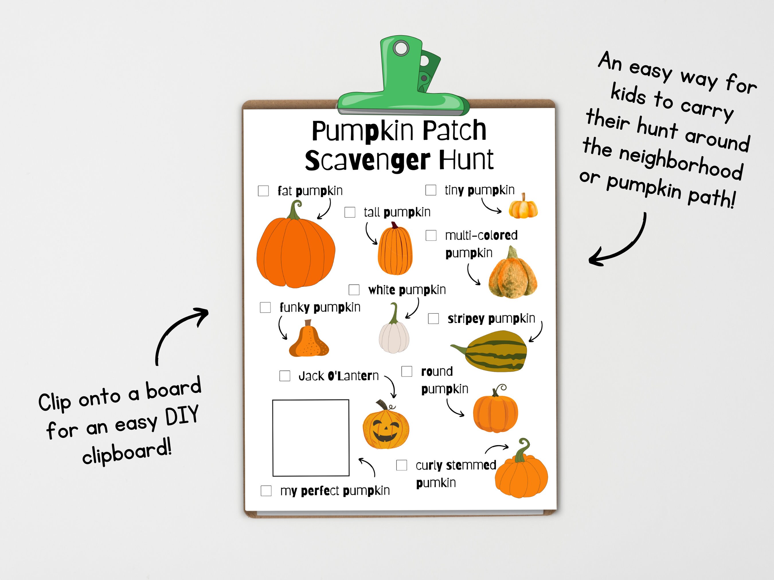 Fall Scavenger Hunt for Kids Printable Pumpkin Patch Activity Nature ...