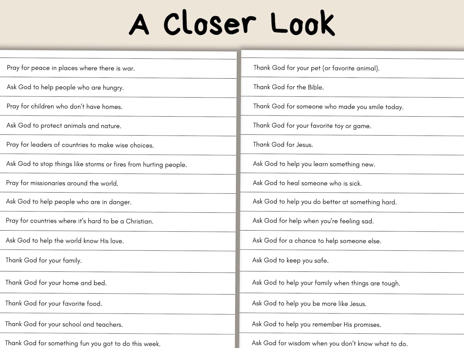 70 Prayer Prompts for Kids | Printable | Cut & Create DIY Prayer Jar ...