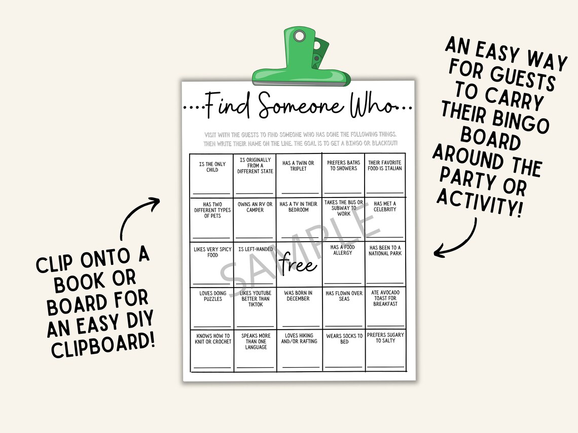 Icebreaker BINGO Find Someone Who Activity Getting to Know - Etsy