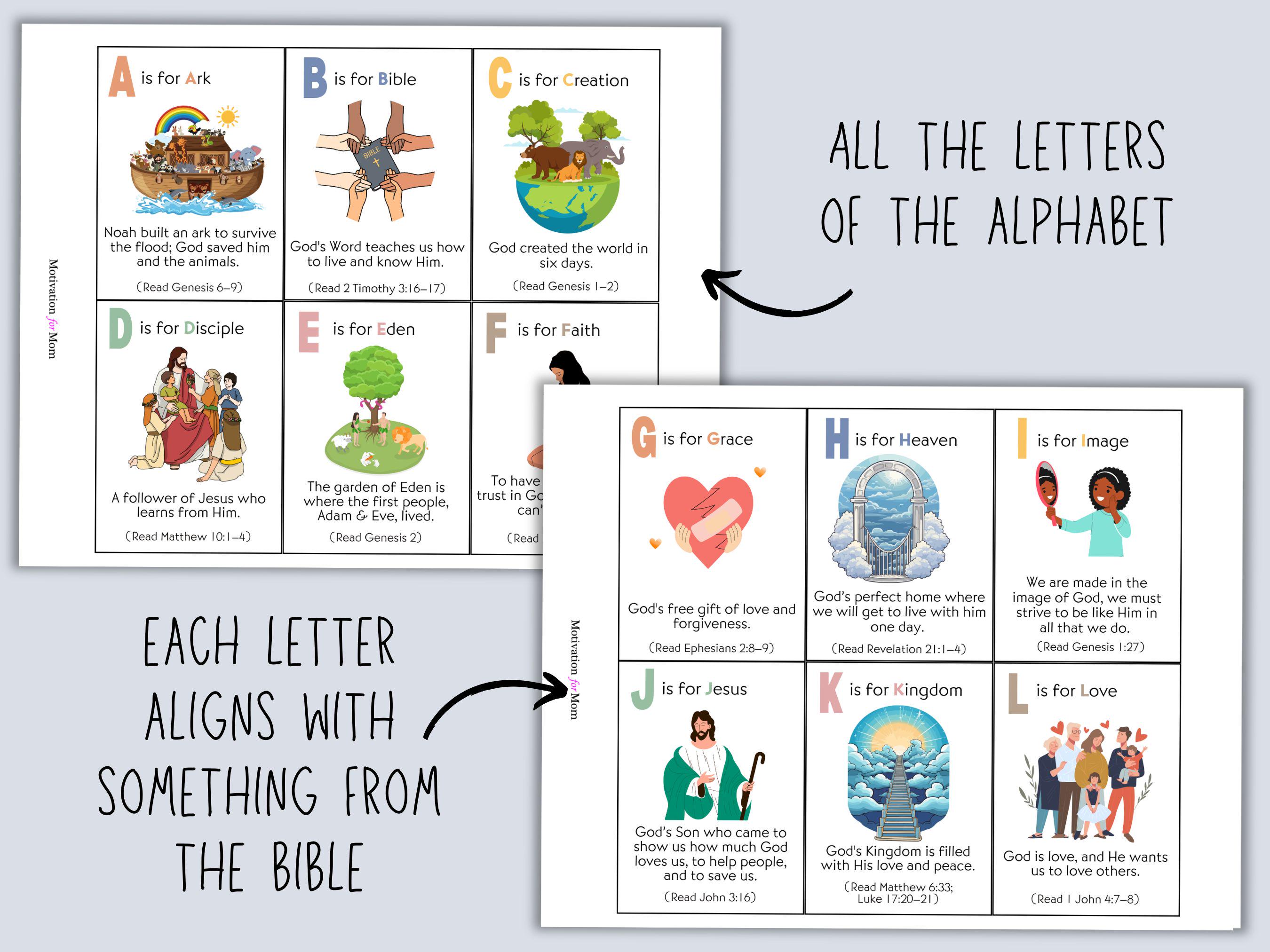 ABC Bible Flashcards | Printable Alphabet Flashcards for Christian Kids ...