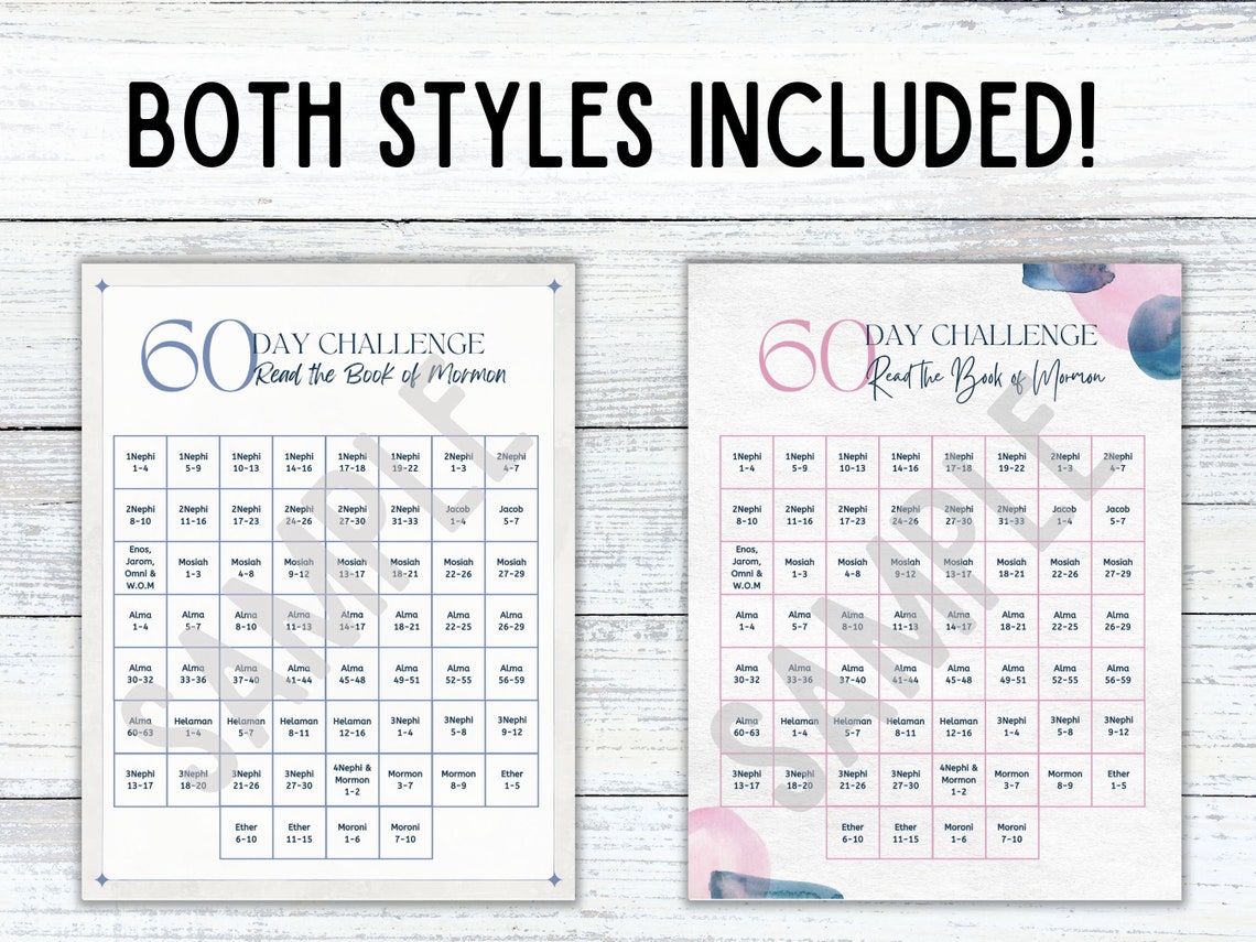 60 Day Book of Mormon Reading Chart Printable Reading Chart LDS Reading ...