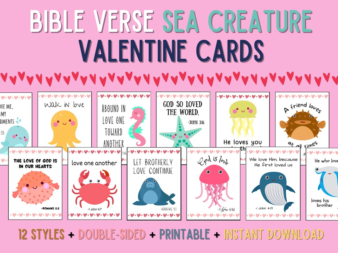 Bible Verse Valentines Printable Christian Valentines Day Cards Scripture Cards Bible Verse ...