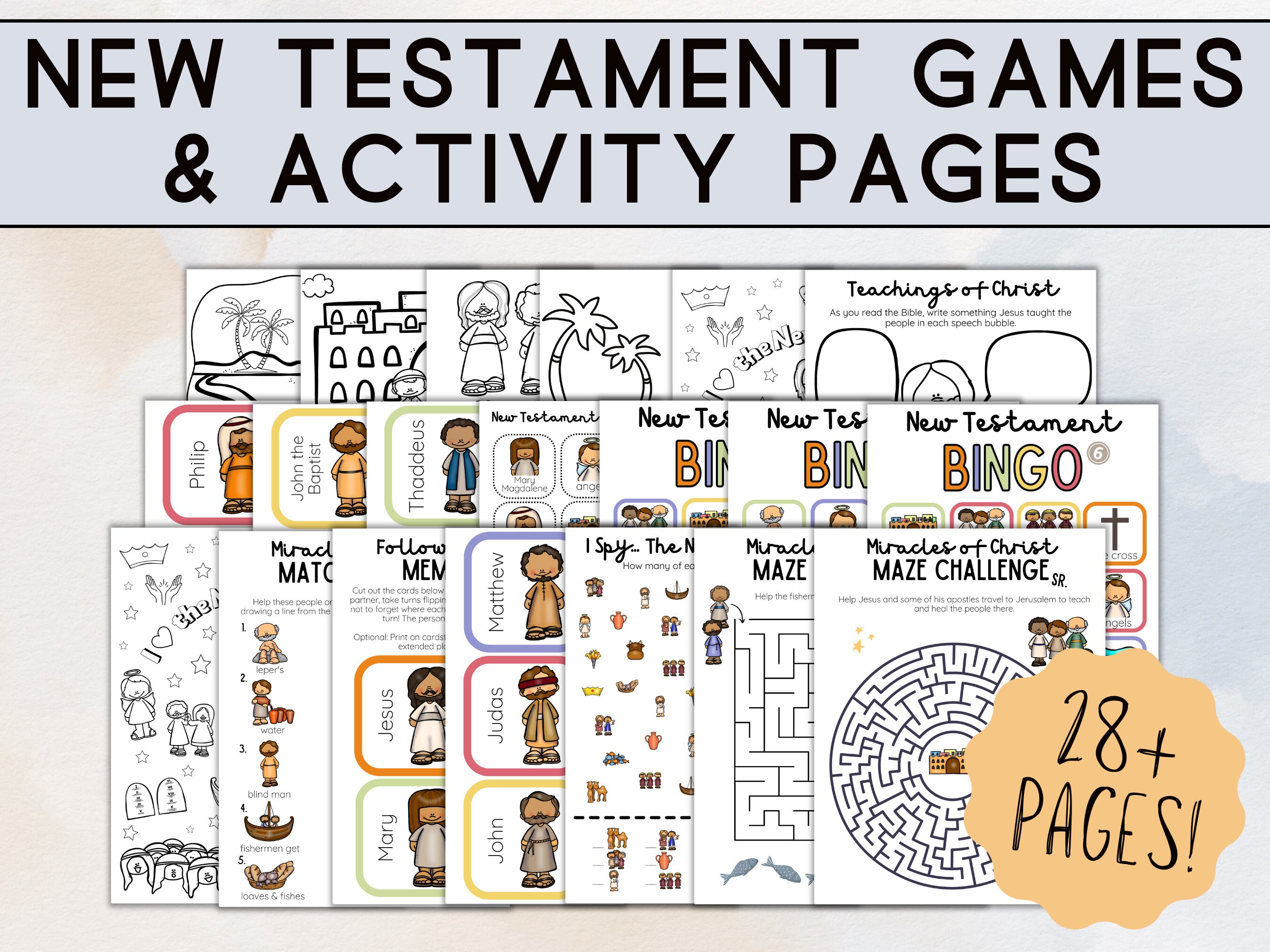 New Testament Kids Activity Bundle Printable Bible Games for - Etsy
