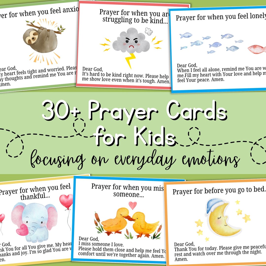 Printable Prayer Cards for Kids | 30 Emotions-based Christian Prayers ...