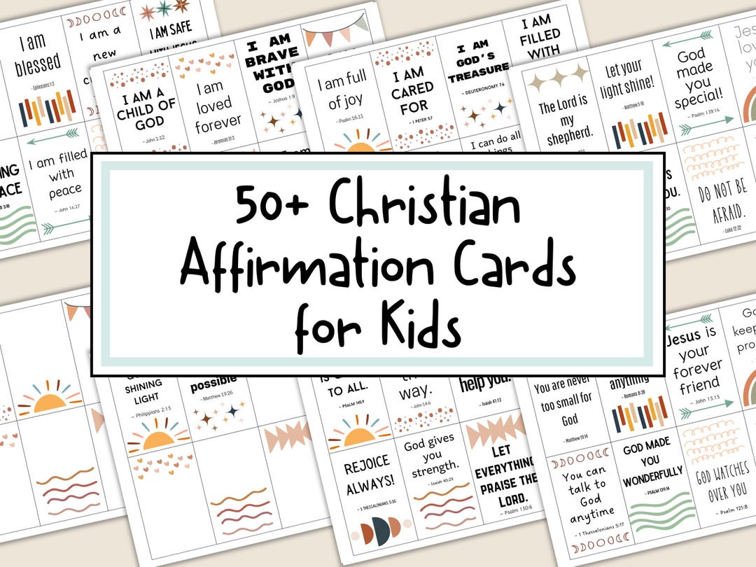Printable Christian Affirmation Cards for Kids | 50+ Bible Verse Cards ...