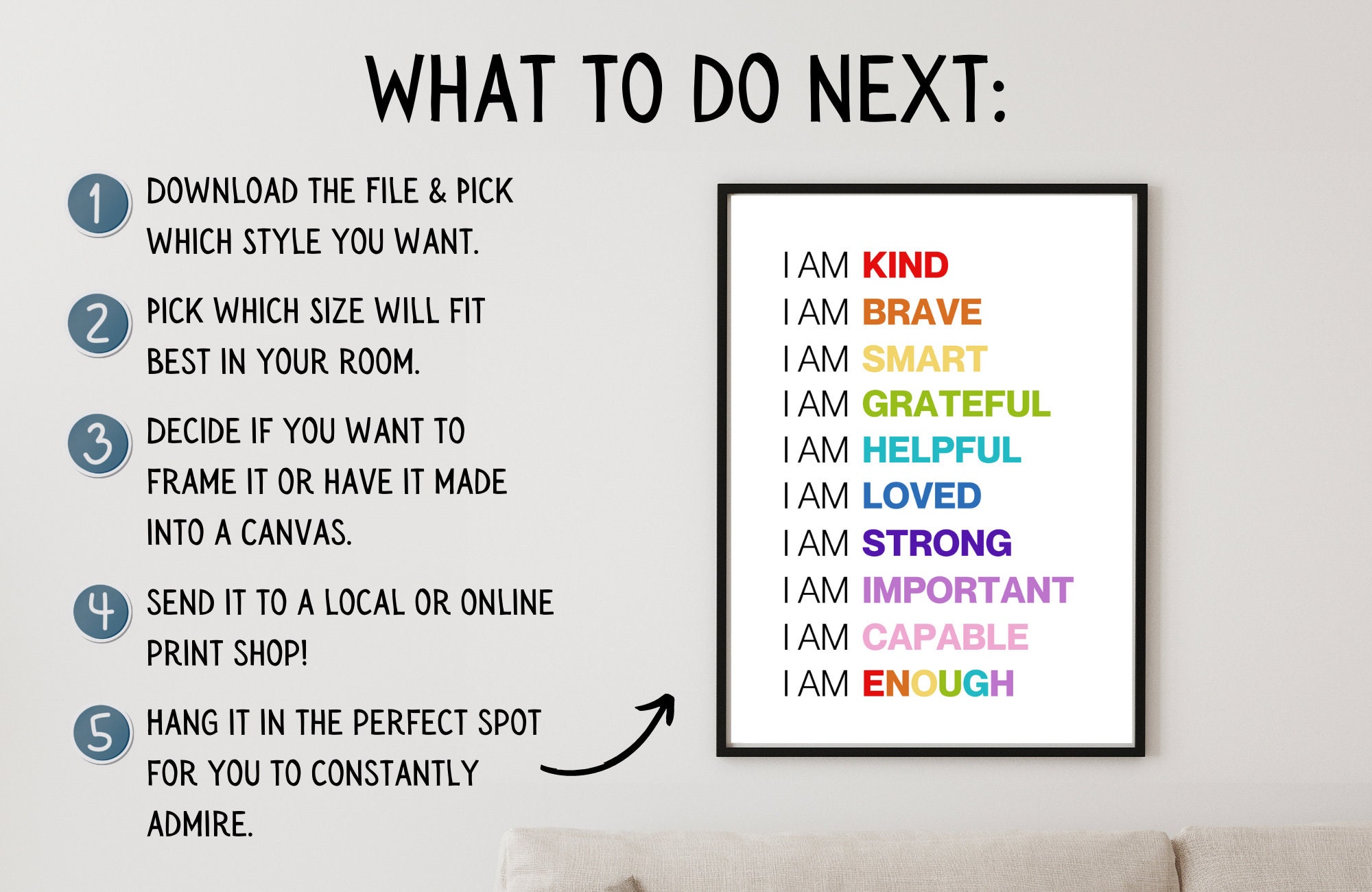 Positive Affirmations for Kids I Am Affirmations Poster Motivational ...