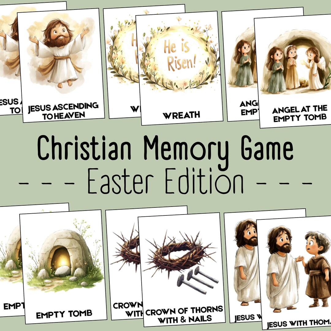 Printable Christian Easter Memory Game, Bible Matching Game for Kids ...