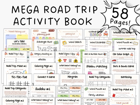 Road Trip Activity Printables Travel Kid Games Bundle - Etsy