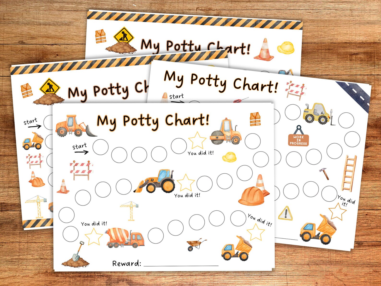 Printable Potty Training Chart Construction Themed | Toddler Potty ...