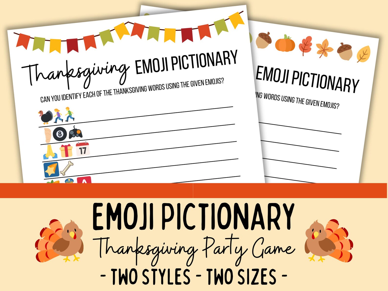 Emoji Pictionary Thanksgiving Party Game | Holiday Emoji Quiz ...