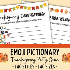 Emoji Pictionary Thanksgiving Party Game | Holiday Emoji Quiz ...