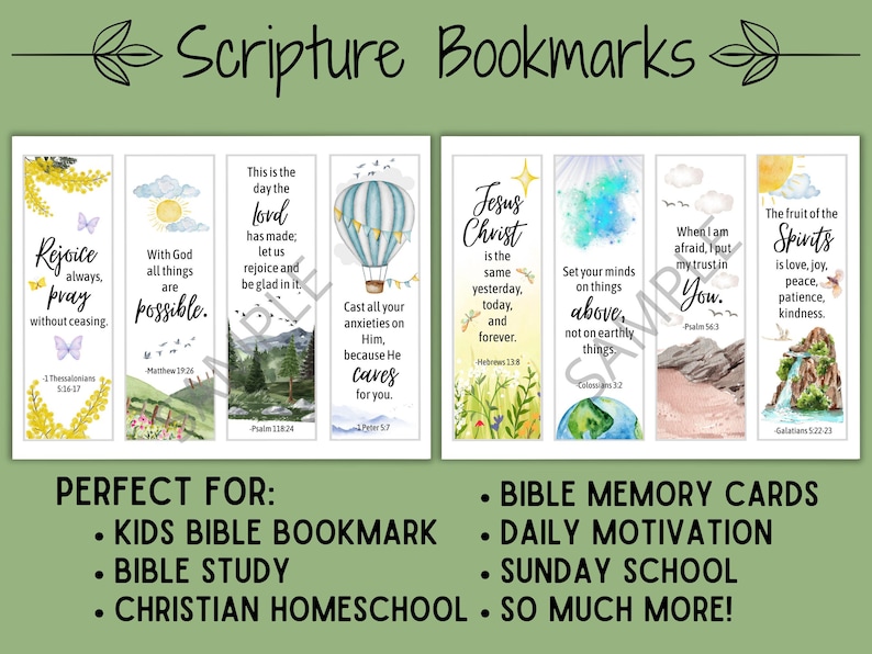 Printable Bible Verse Bookmarks | Set of 20 Bookmarks| Instant Download ...