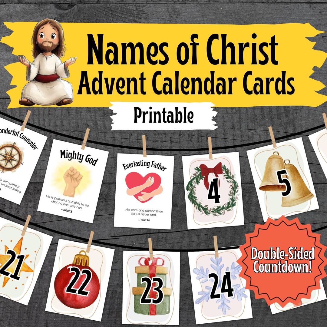 Names of Christ Advent Calendar | Printable 25 Days of Christmas Cards ...