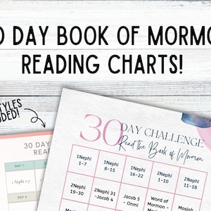 30 Day Book of Mormon Reading Chart | Printable Reading Chart | LDS ...