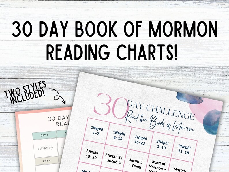 30 Day Book of Mormon Reading Chart | Printable Reading Chart | LDS ...