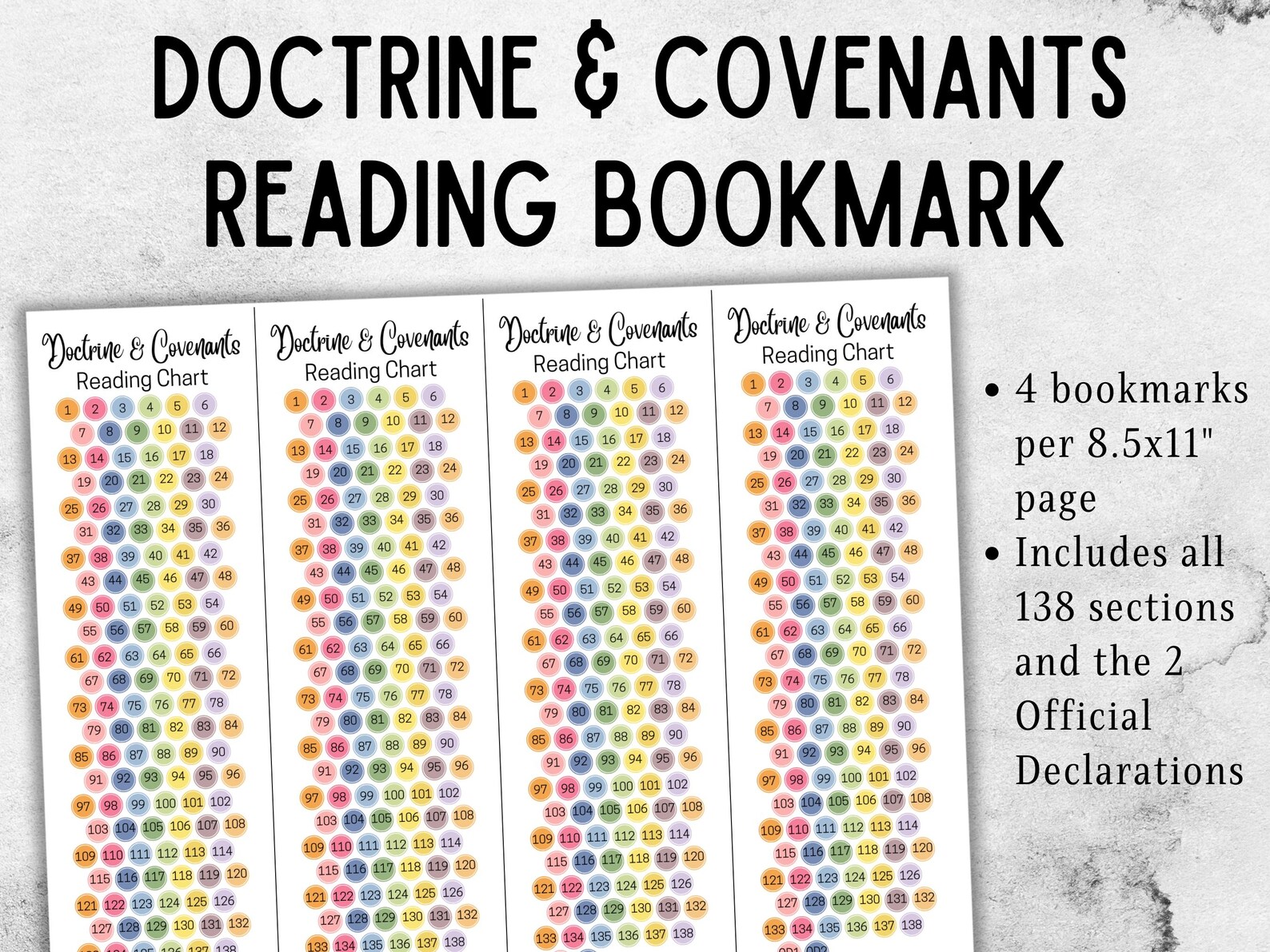 D&C Reading Chart Bookmark | Printable Bookmark for Doctrine and ...